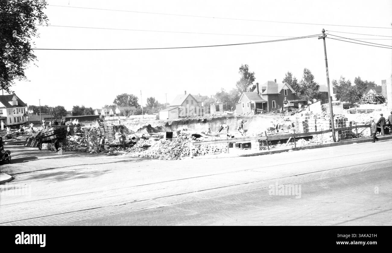 The construction site of a Sears Roebuck and Company building, archived ...