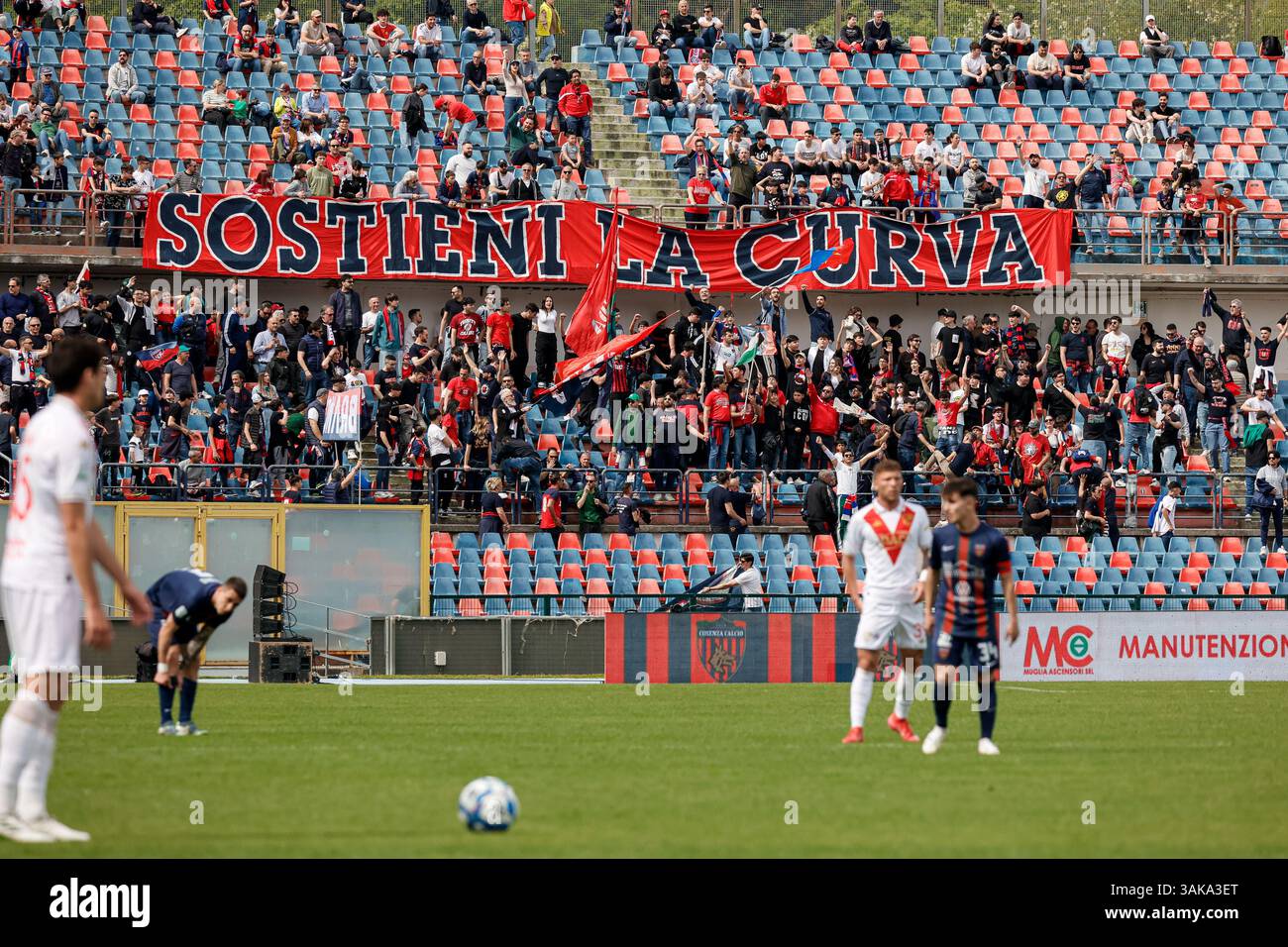 Cosenza, Italy, 12th April 2025, San Vito-Marulla Stadium: Fans of ...