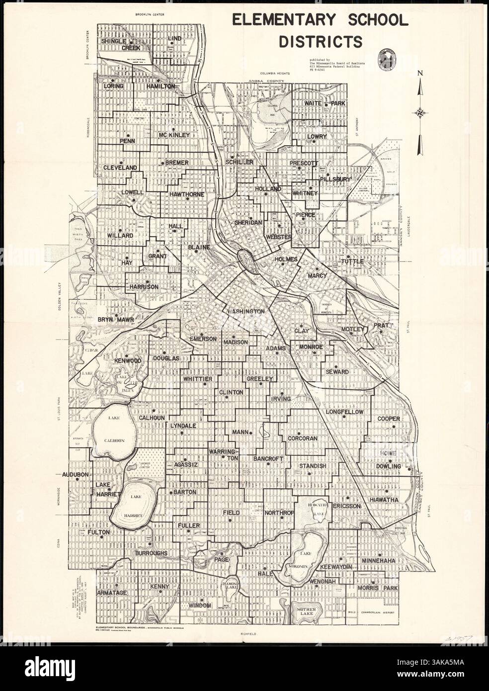 A map showing the attendance districts for Minneapolis Public Schools ...