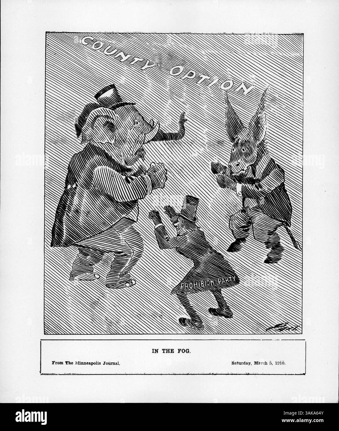 'In the Fog' features a political cartoon depicting an elephant and a ...