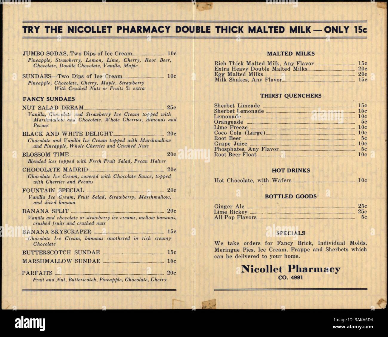 This bi-fold menu from Nicollet Pharmacy includes a selection of ...