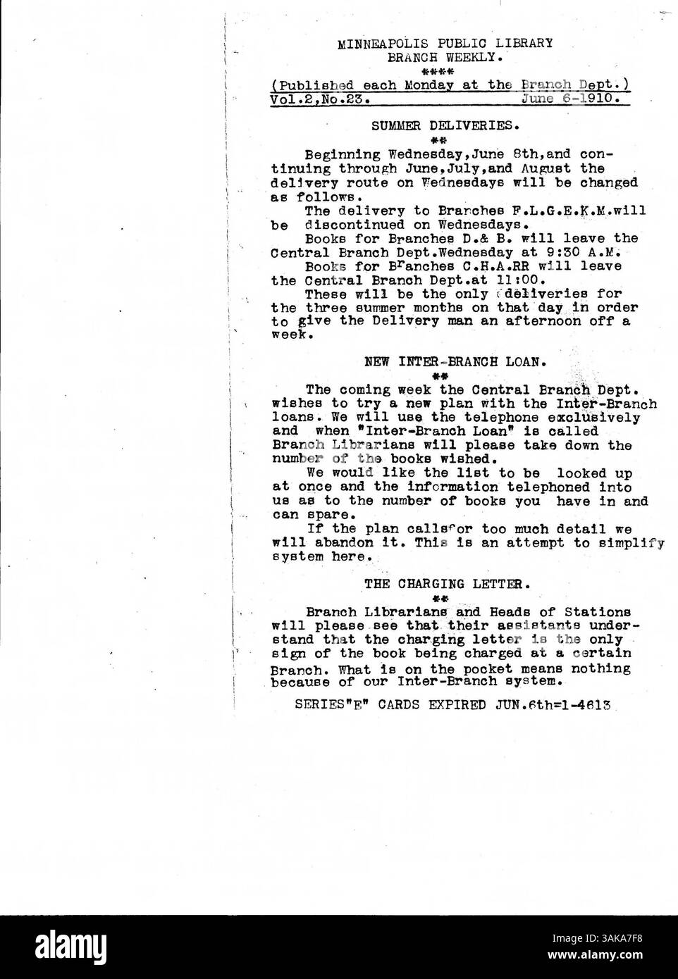 Historical employee bulletin hi-res stock photography and images - Alamy