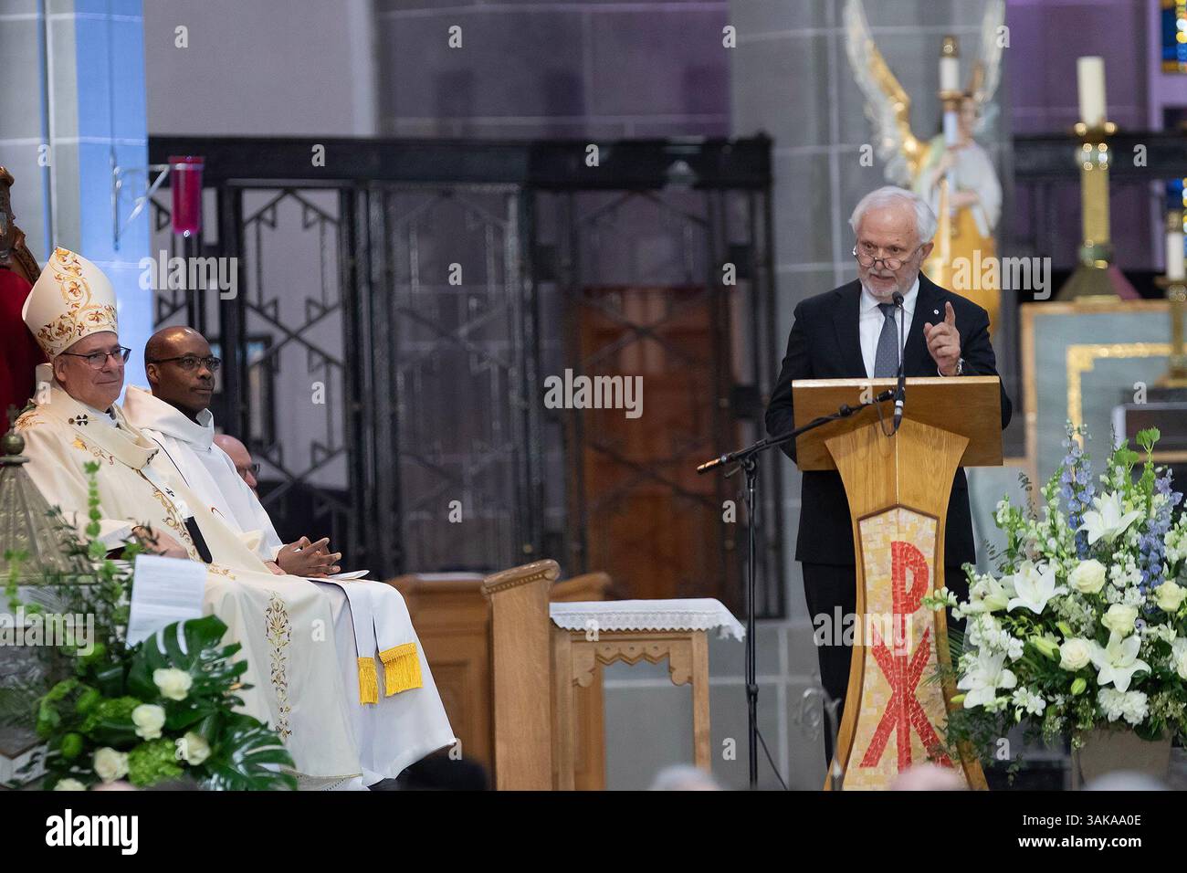 Moncton, Canada. 12th Apr, 2025. Camille Thériault, President of the ...