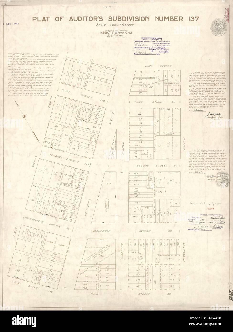 A map detailing Auditor's Subdivision Number 137 in Hennepin County ...