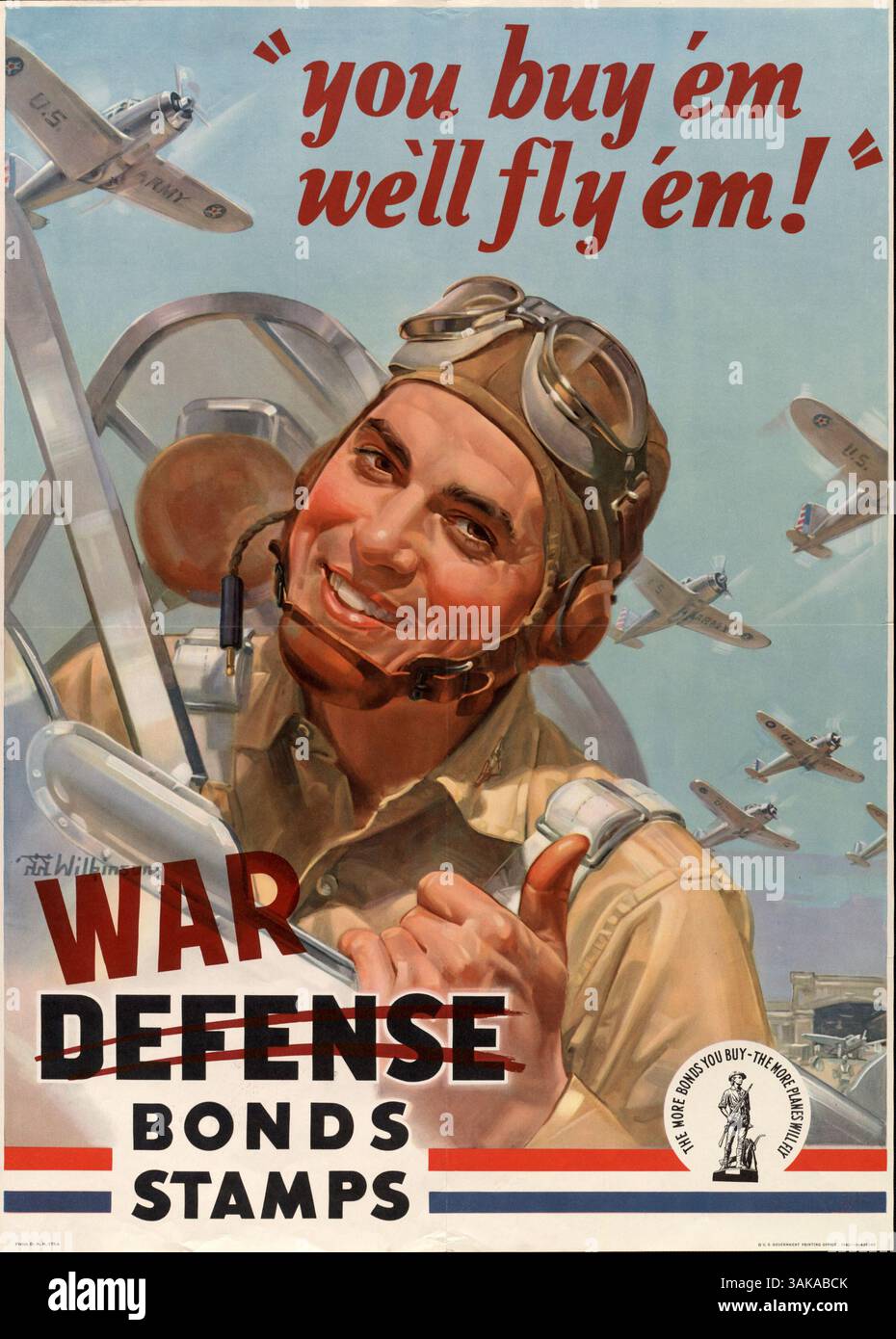 This World War II-era poster encourages the purchase of war bonds and ...