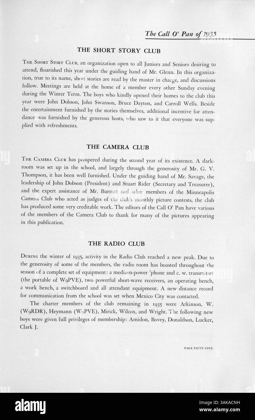 The 1935 edition of the Blake School yearbook, Call-O'-Pan, captures ...