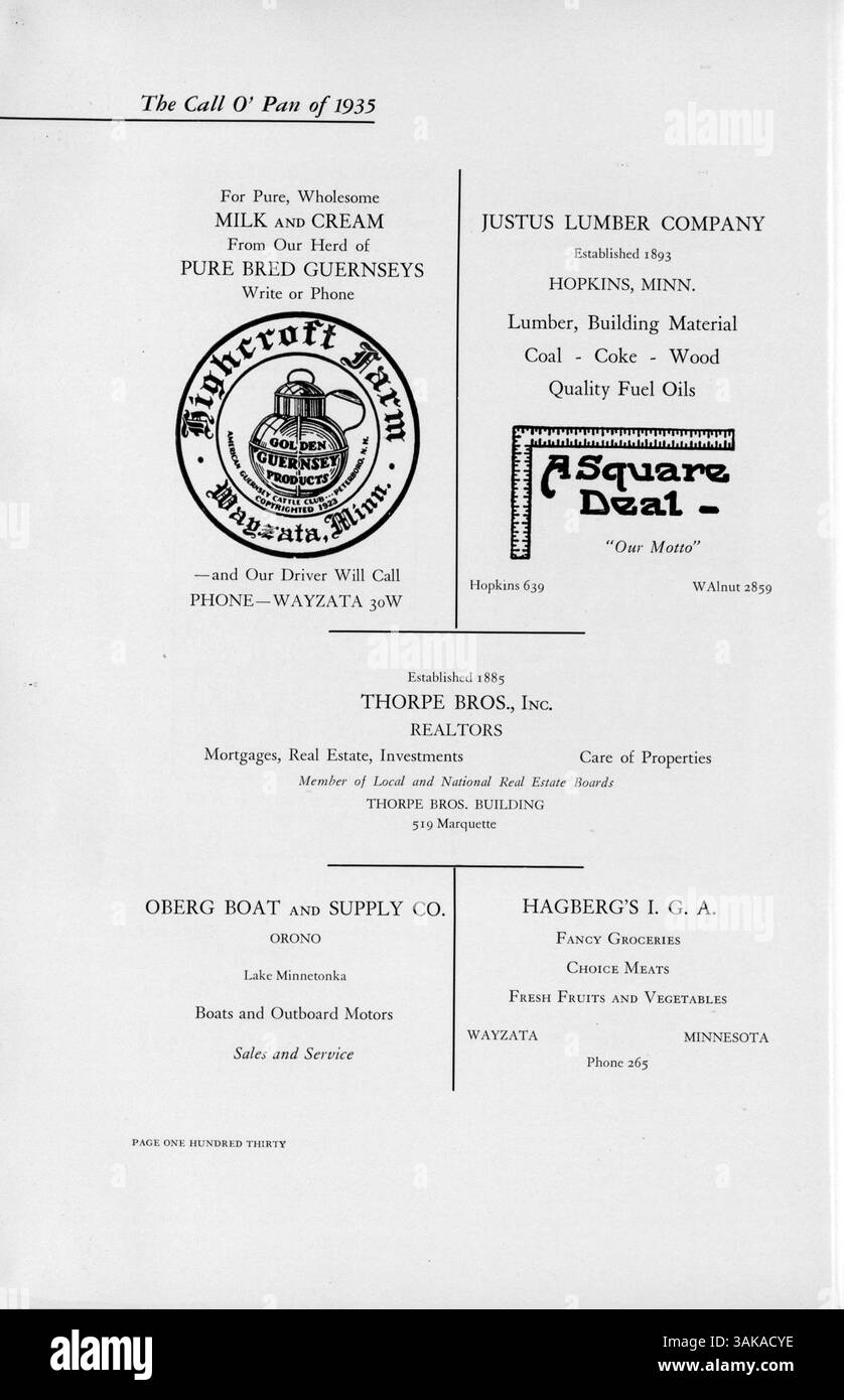 The 1935 Blake High School 'Call-O'-Pan' yearbook highlights the ...