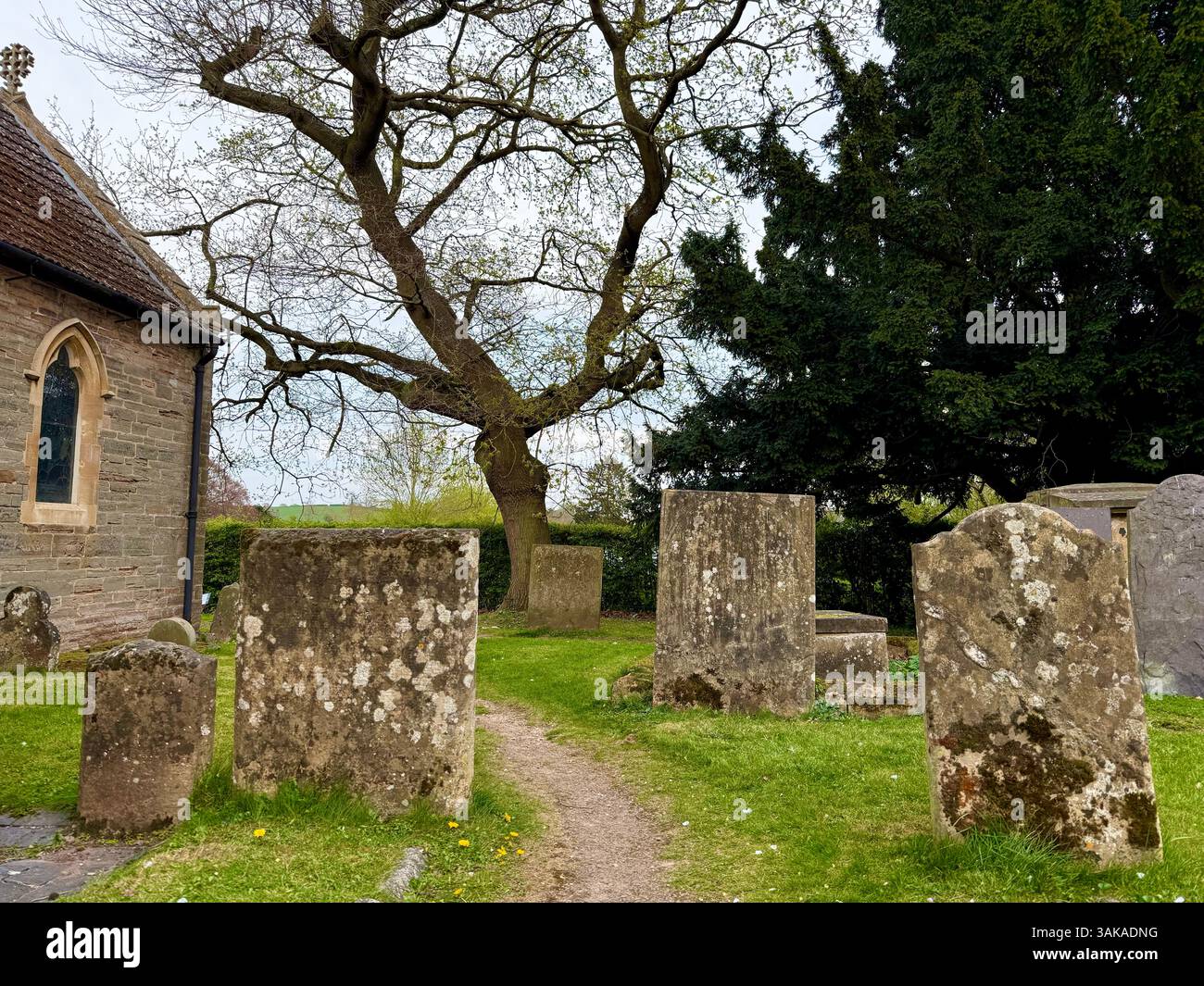 The church yard at Holy Cross Church in the village of Epperstone ...
