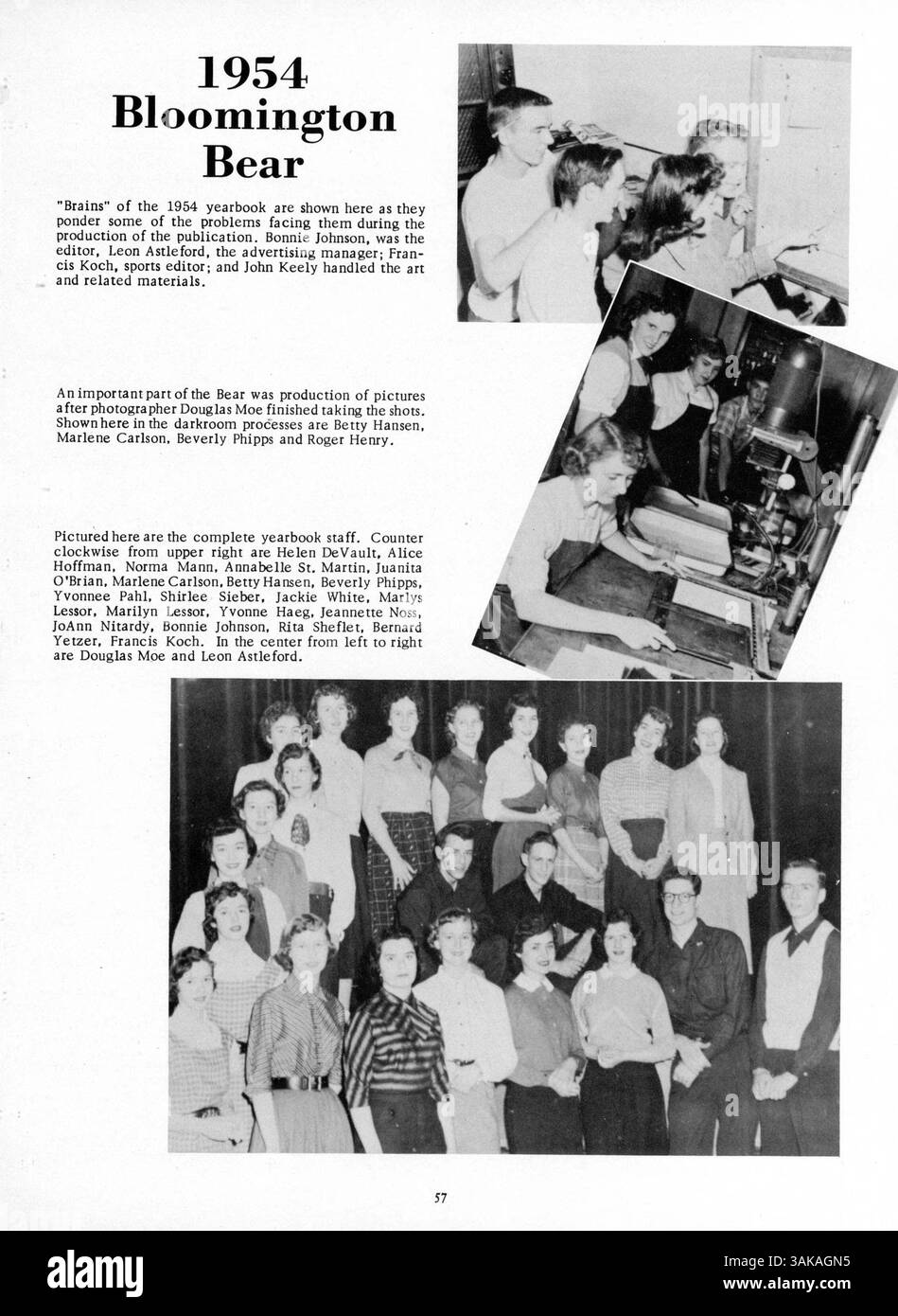 The 1954 Bloomington High yearbook, 54 Bloomington Bear, highlights ...