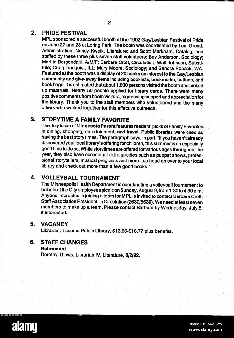 The 1992 Minneapolis Public Library Official Bulletin offers a weekly ...