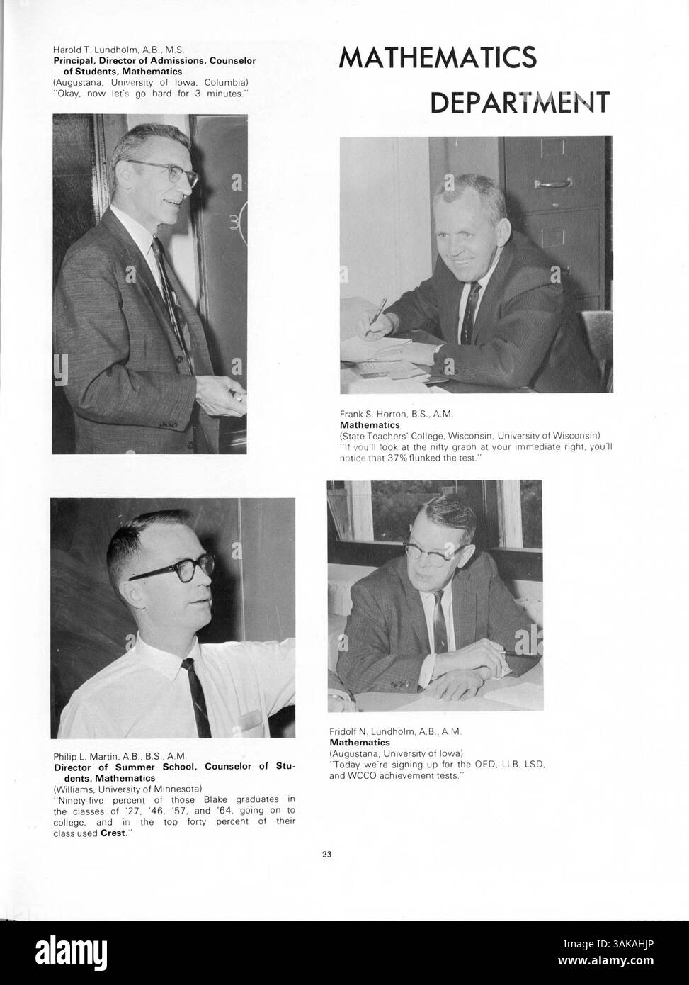 Blake School's 1967 yearbook, Call O' Pan, features a detailed account ...