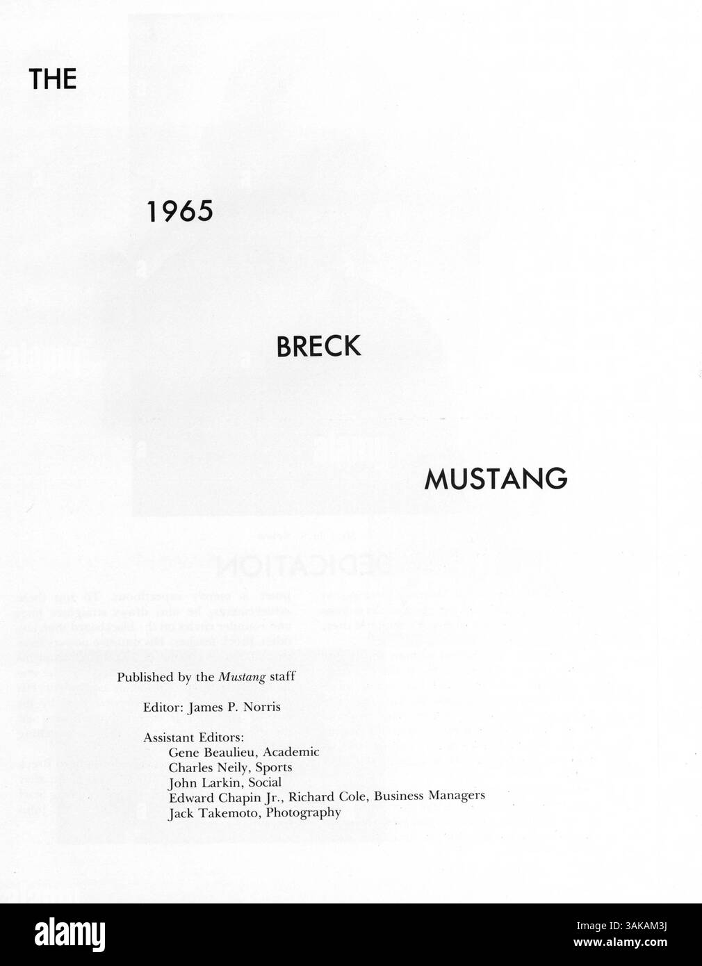 This 1965 Mustang Yearbook from Breck High School highlights the ...