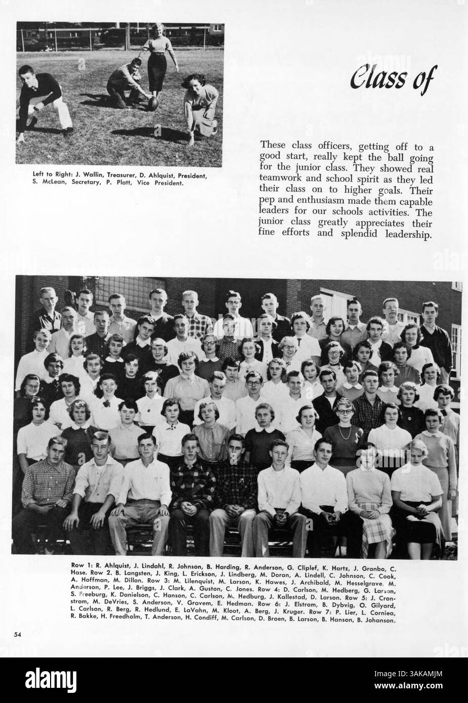 The 1954 'Antler' yearbook from Minnehaha Academy documents the ...