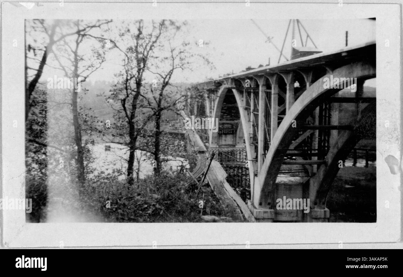 This photograph captures the construction of the Mendota Bridge ...