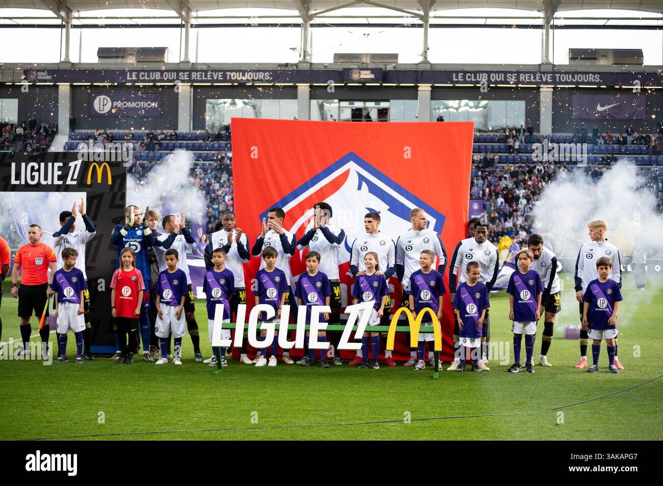Team of Lille during the French championship Ligue 1 football match ...