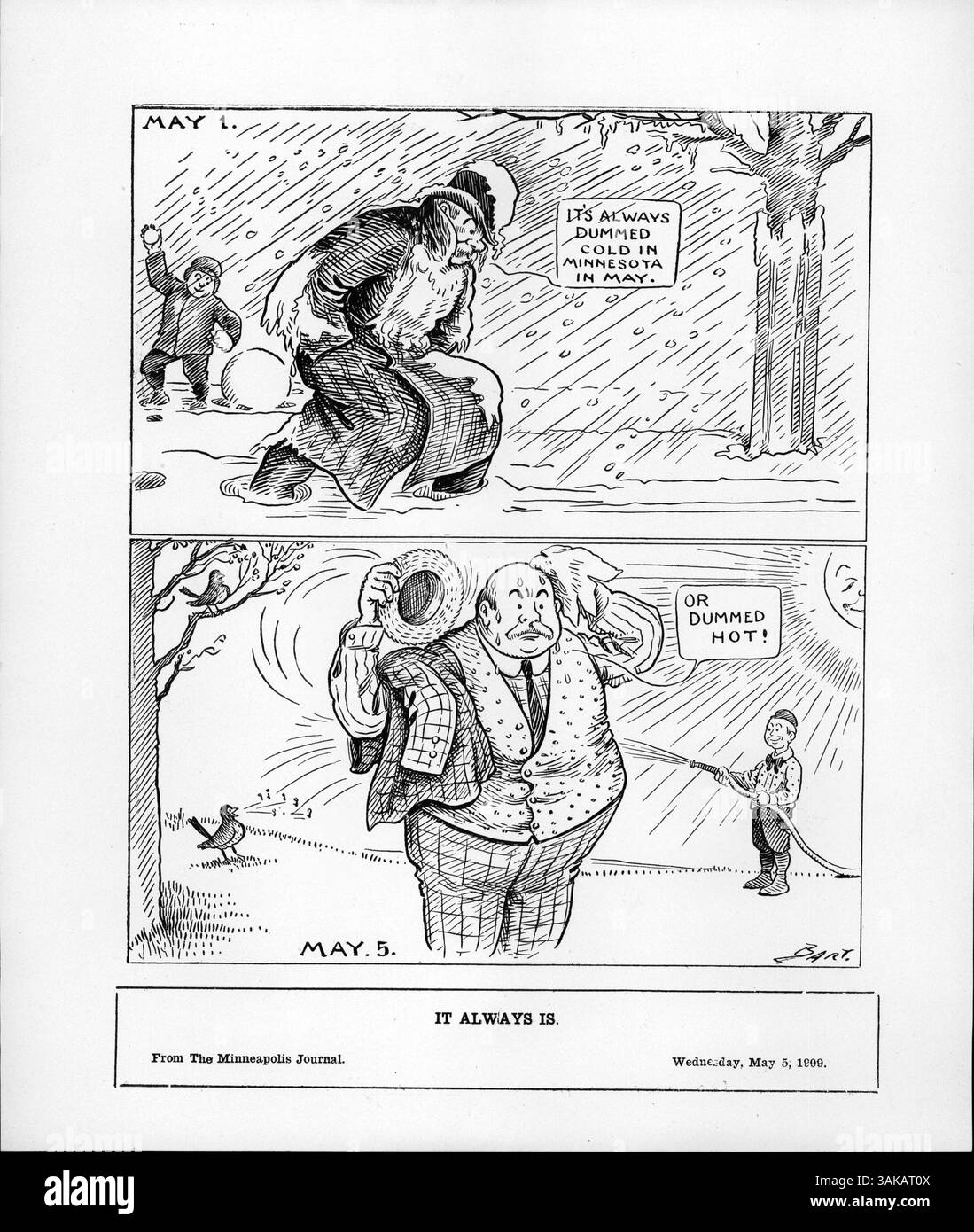 A humorous cartoon from the Hennepin County Library collection showing ...