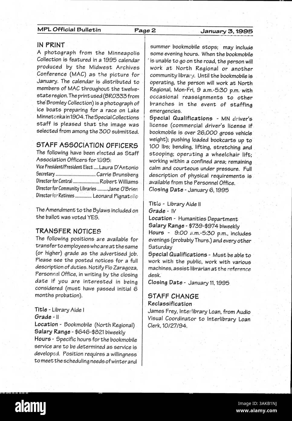 The 1995 weekly bulletin for Minneapolis Public Library employees ...