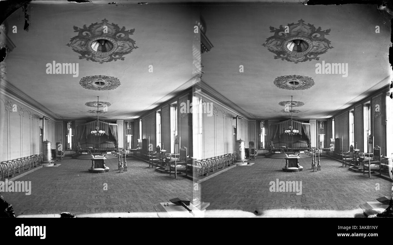 The photograph shows the interior of the Masonic Hall located in the ...