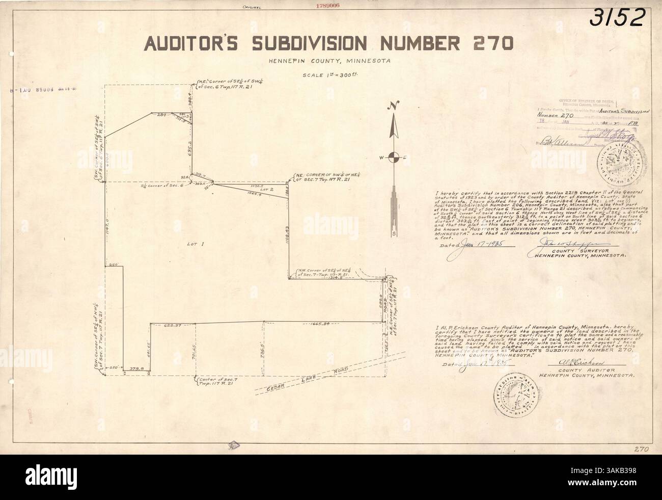 This map shows the Auditor's Subdivision Number 270, detailing the land ...