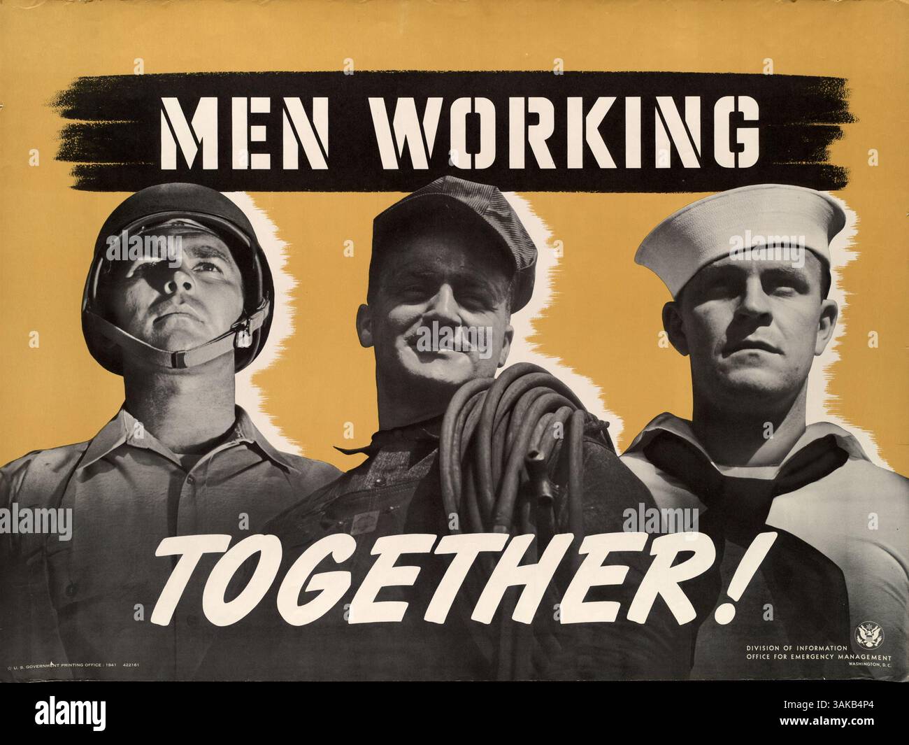 A photograph from 1941 shows a soldier, worker, and sailor standing ...