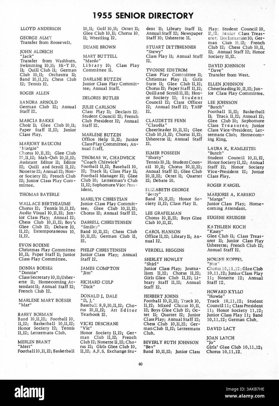 The 'Bear 55' yearbook, published in 1955 by Bloomington High School ...