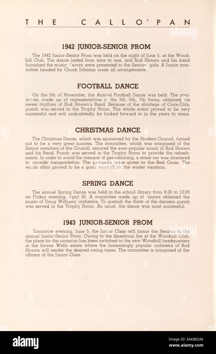 Highlighting key events from the 1942 1943 school year hi-res stock ...
