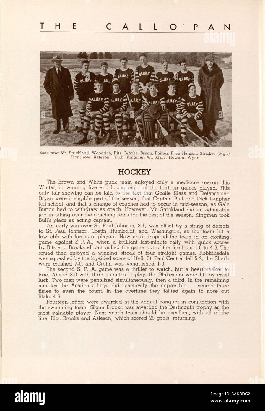 Blake High School's Call-O'-Pan yearbook of 1943 documents the events ...