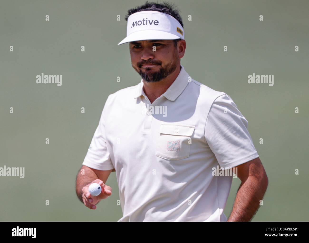 Augusta, United States. 12th Apr, 2025. Jason Day of Australia reacts ...
