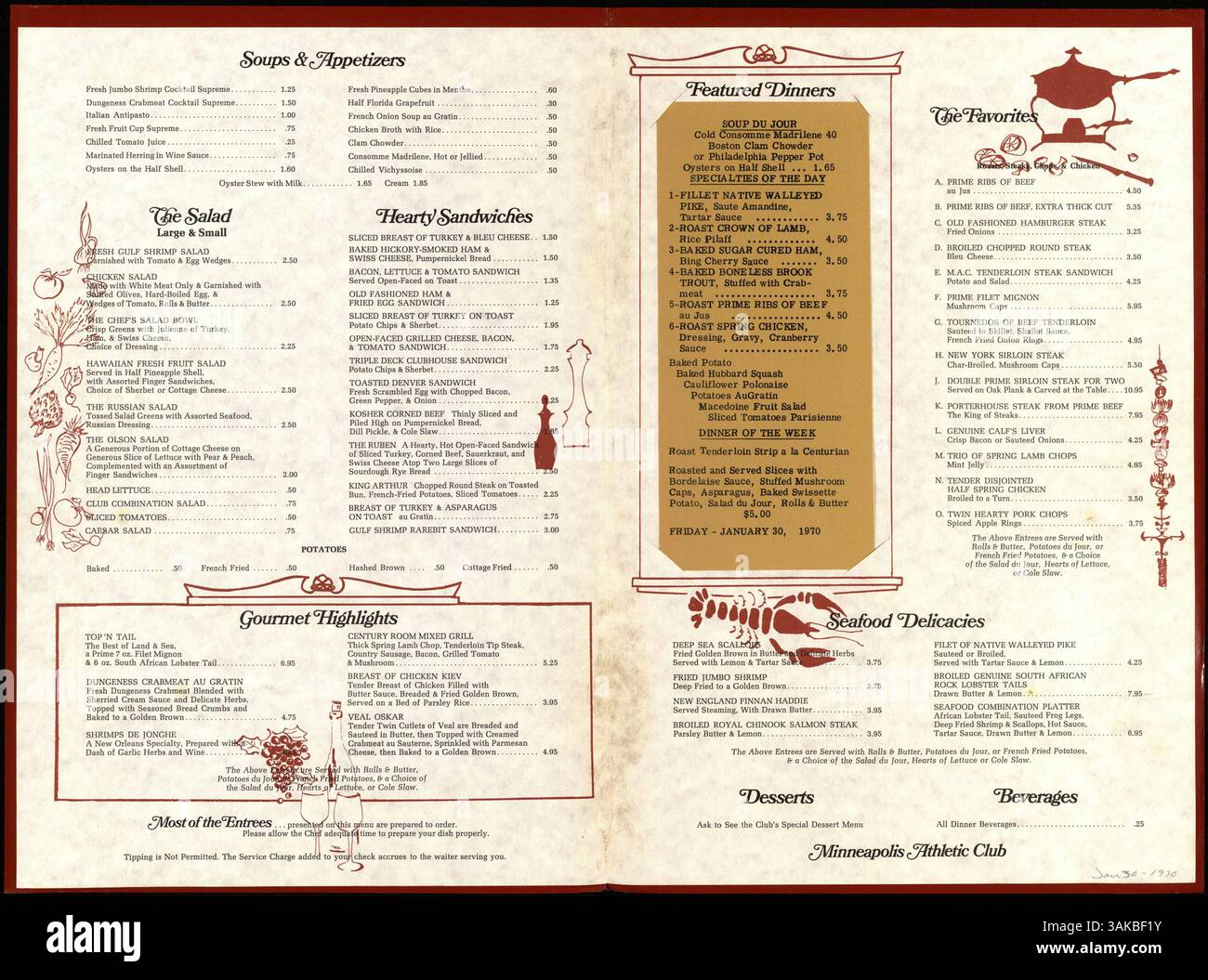 The Minneapolis Athletic Club Menu showcases a variety of food items ...