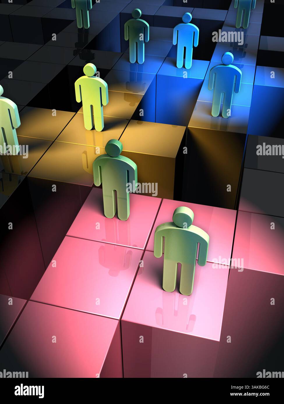 People icons representing different social positions. Digital ...