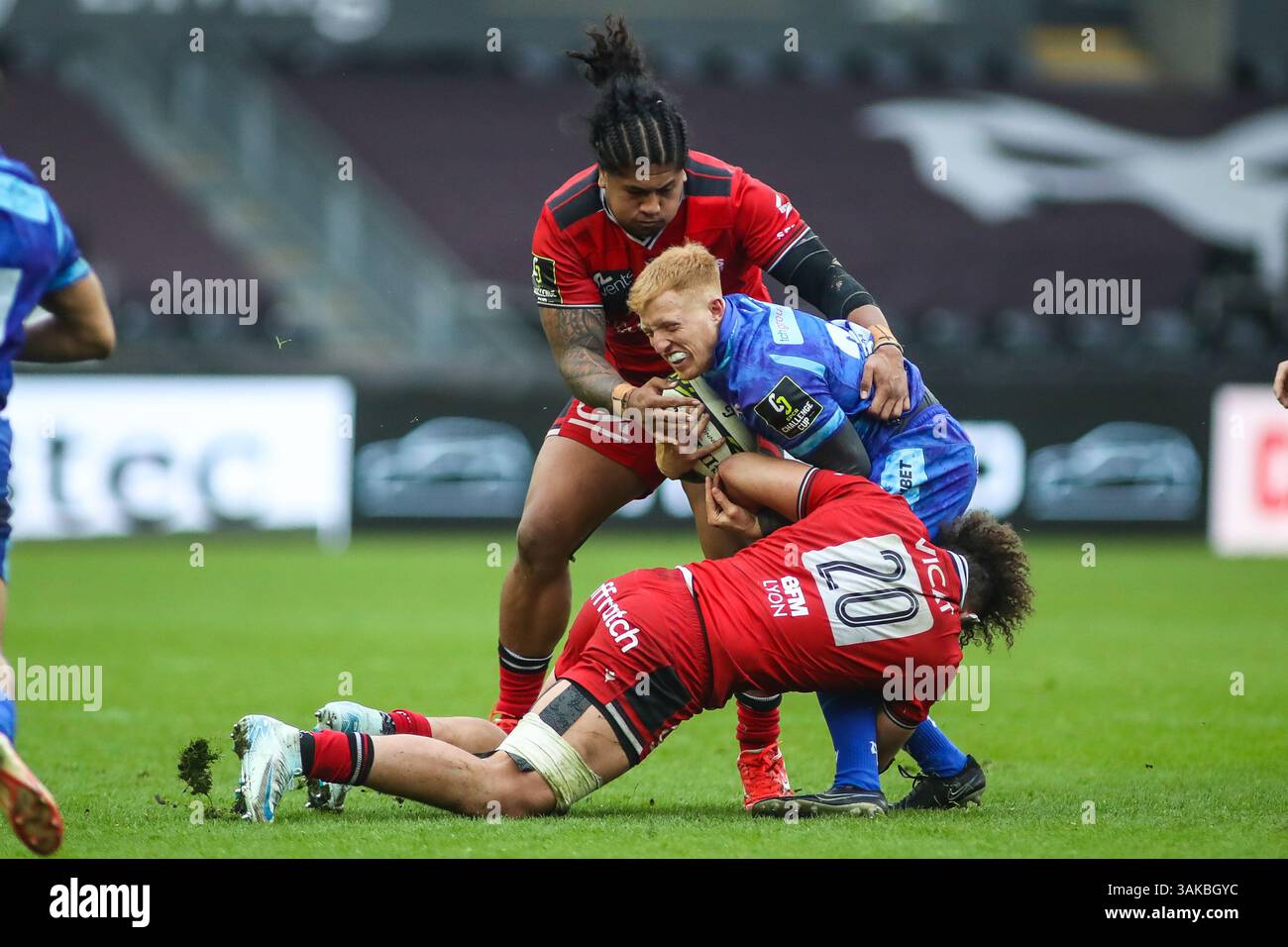 Swansea, Wales, UK. 12th April, 2025. Iestyn Hopkins of Ospreys is ...