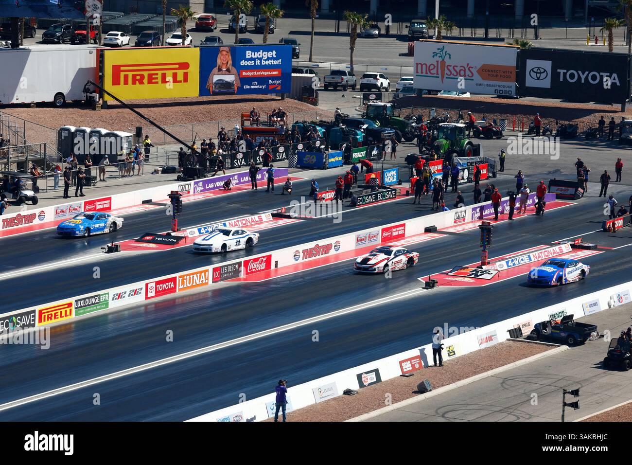 LAS VEGAS, NV - MARCH 05: General view pro stock cars racing down the ...