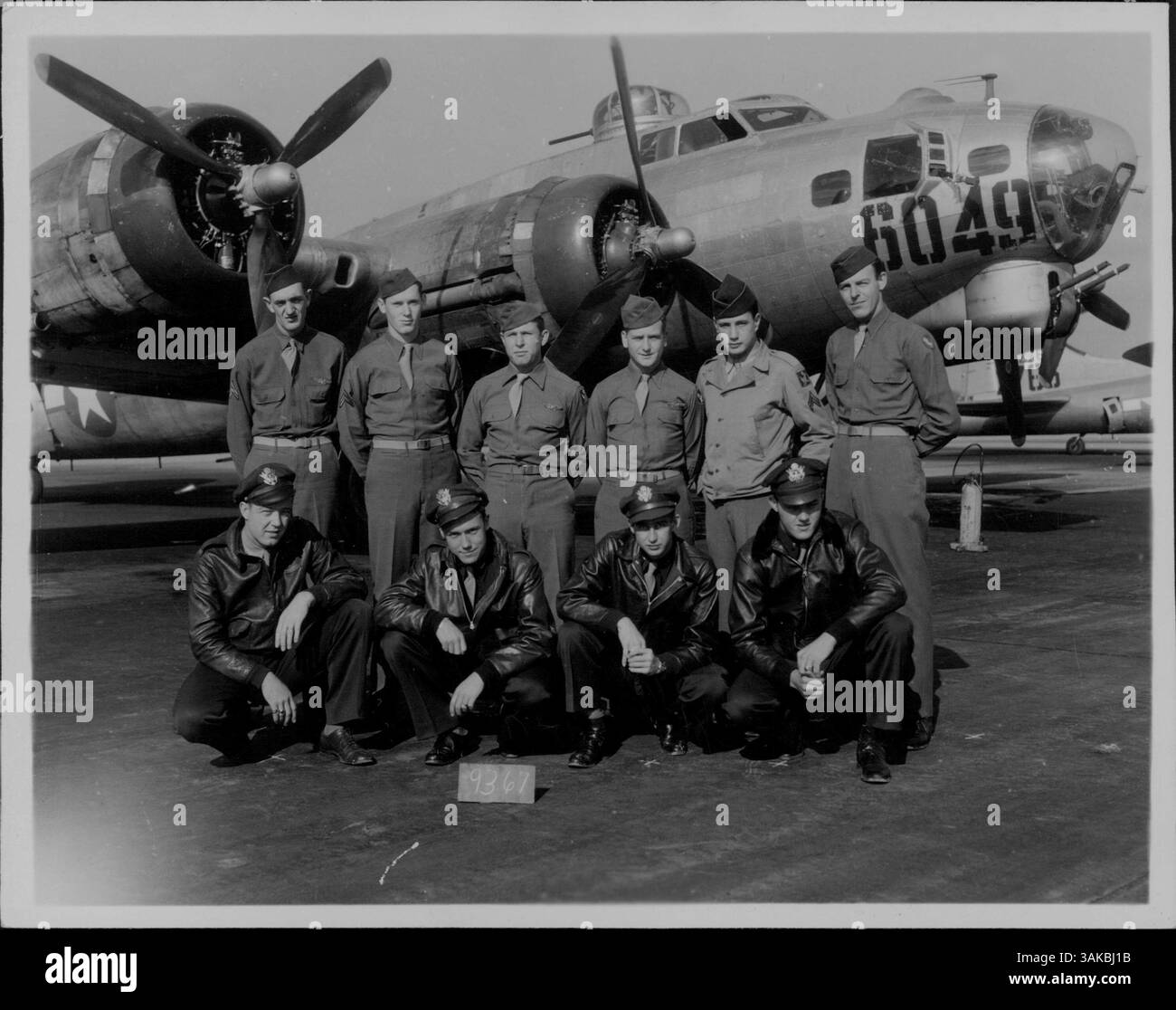 A B-17 bomber crew poses at Alexandria Army Air Field, with members ...