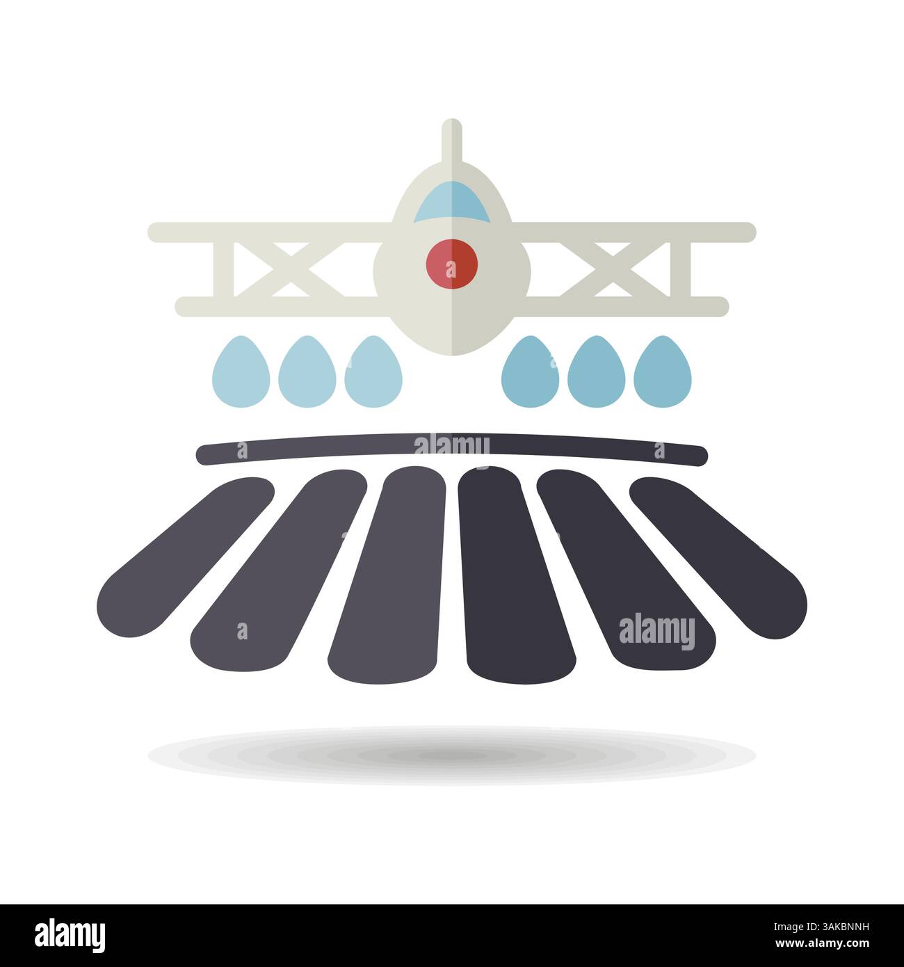 Crop duster airplane spraying a farm field vector icon. Agriculture ...