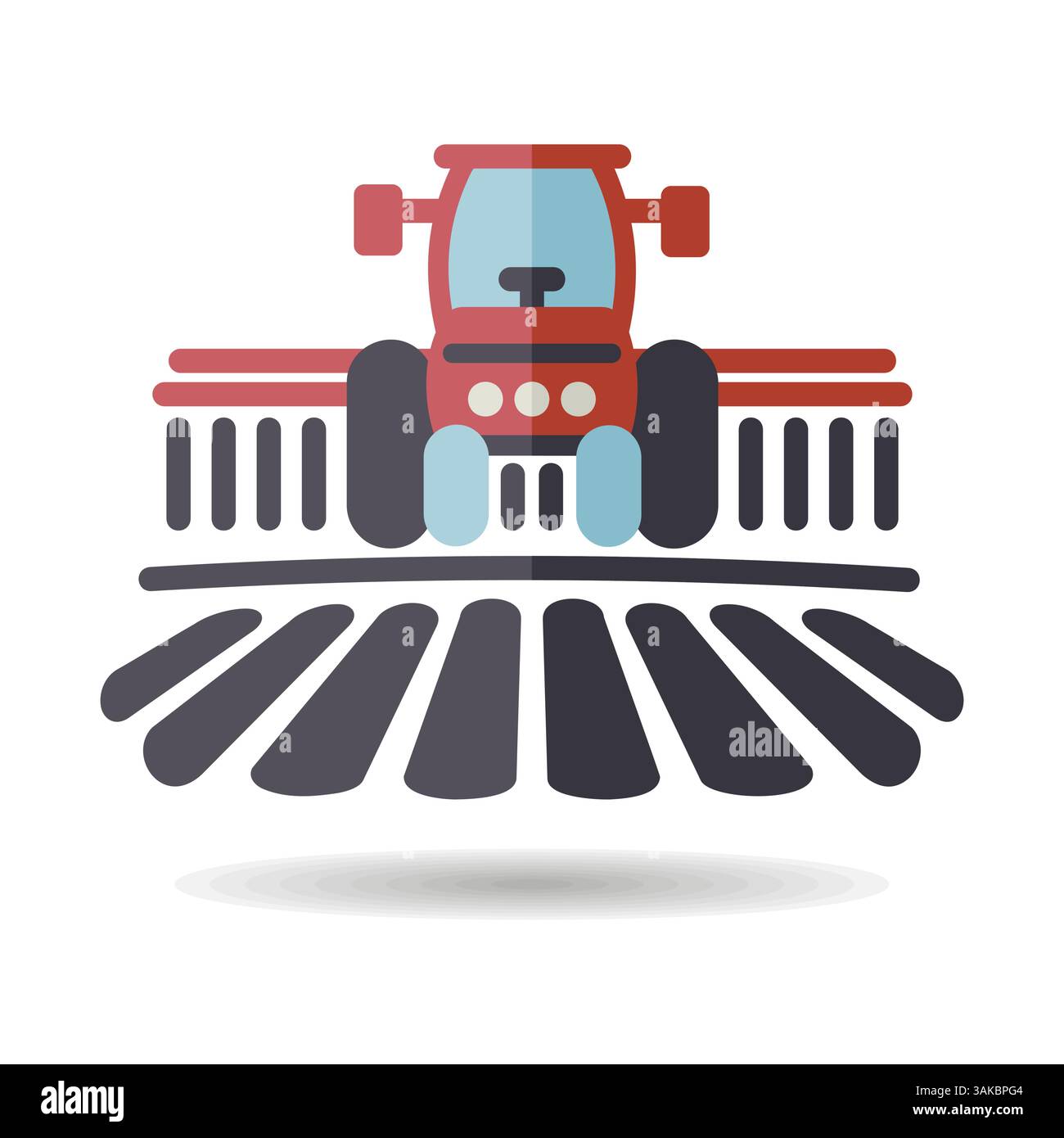 Tractor processes the earth a rural landscape vector icon. Agriculture ...