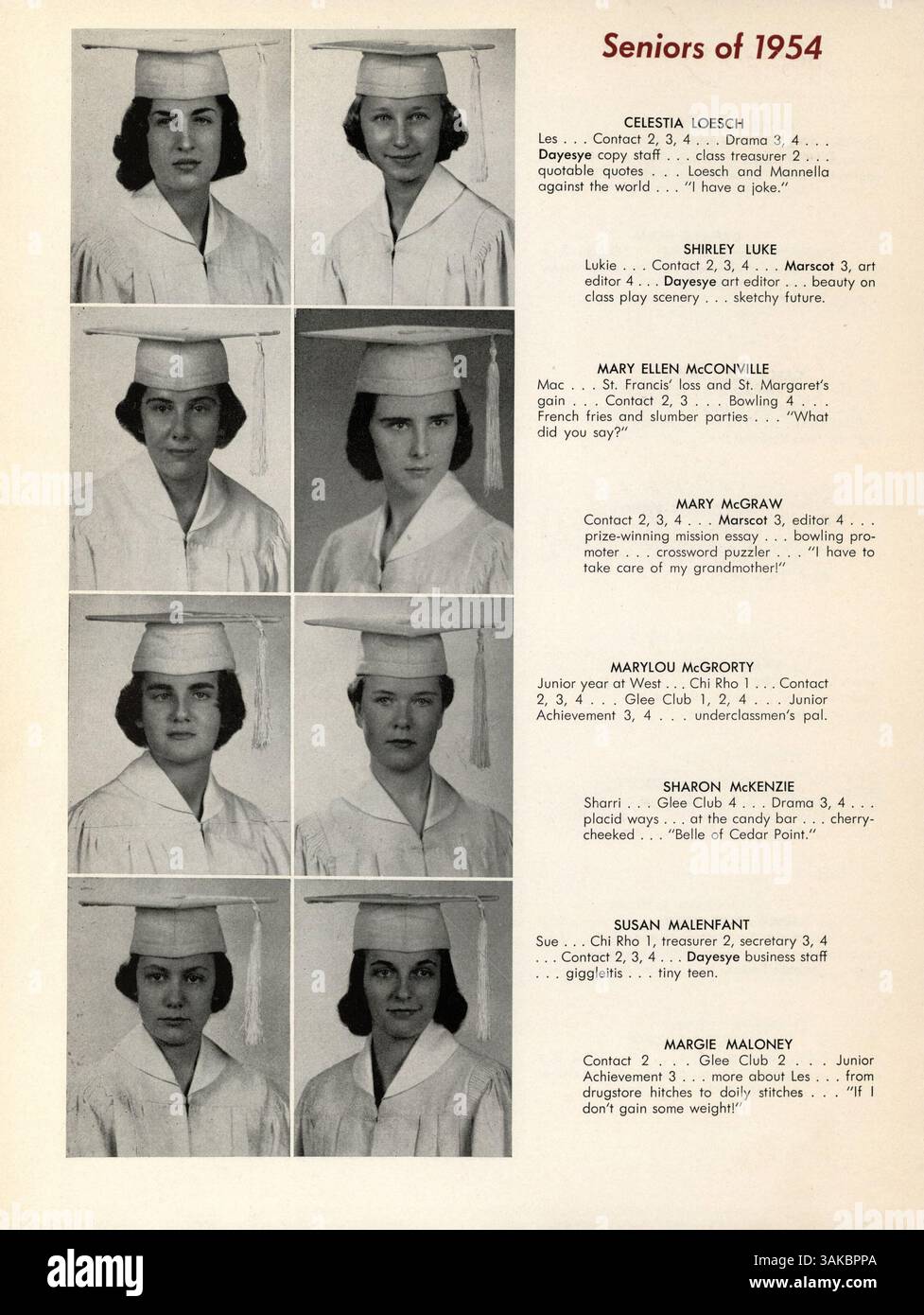 Captures the 1953 1954 school year with photos of students hi-res stock ...
