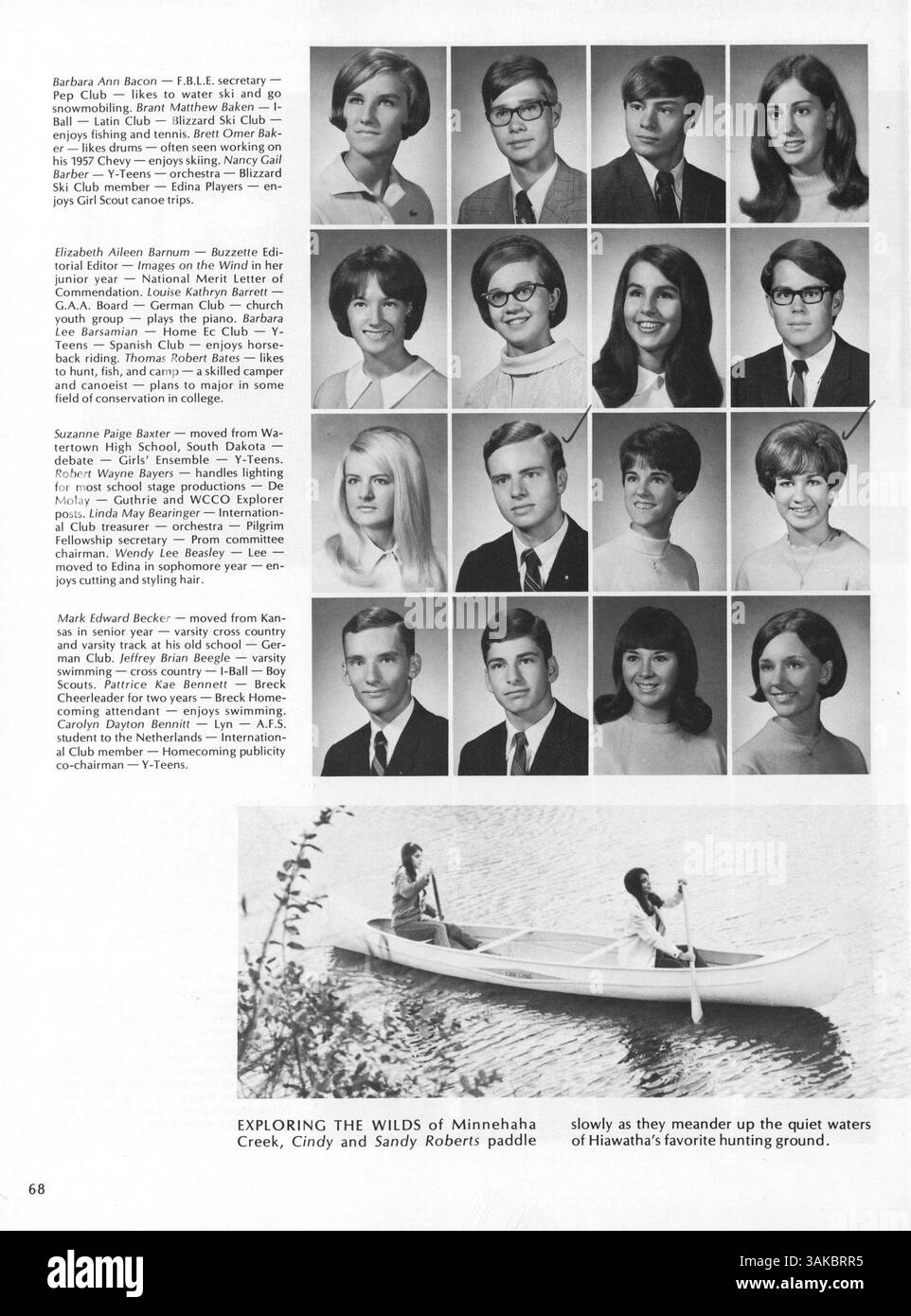 The 1969 Whigrean Yearbook from Edina High School features a collection of student portraits ...