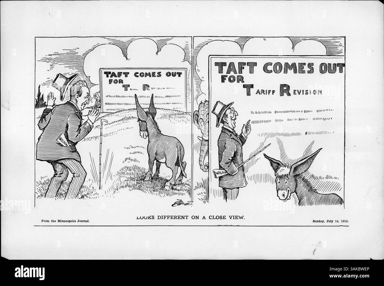 This political cartoon shows Woodrow Wilson and the Democratic donkey ...