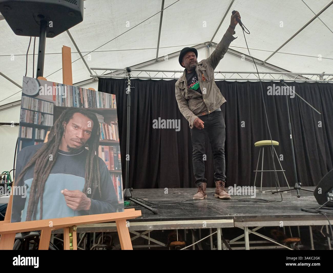 Basil Gabbidon, founding member of Steel Pulse, singing at the Benjamin ...