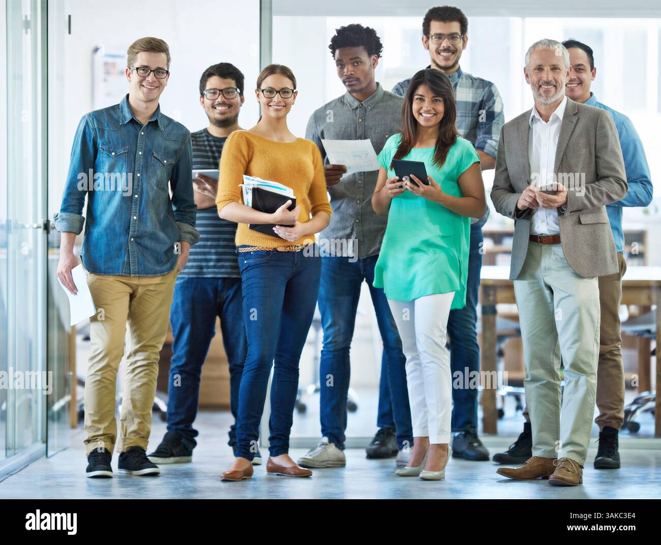 Business, people and smile in office with documents for teamwork ...