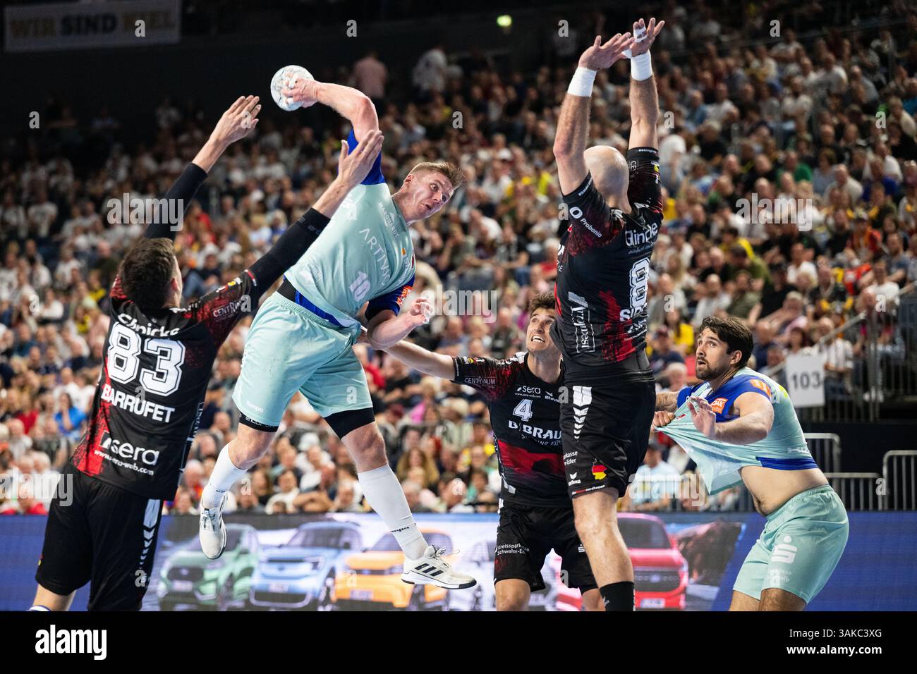 Cologne, Germany. 12th Apr, 2025. Handball: DHB Cup, MT Melsungen - HBW ...