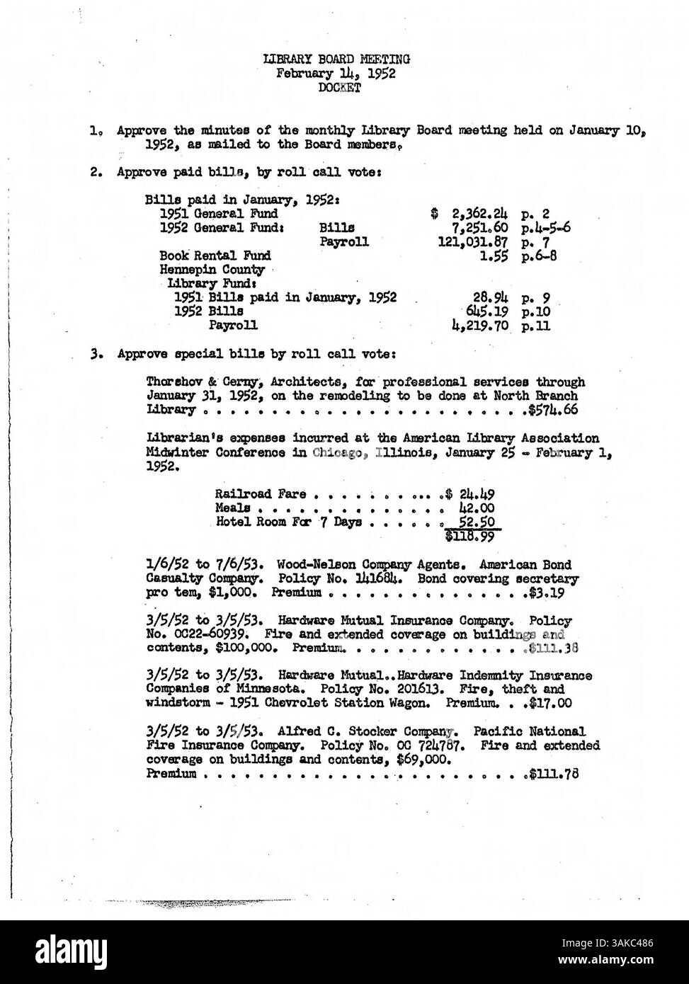 The 1952 meeting minutes of the Minneapolis Public Library Board ...