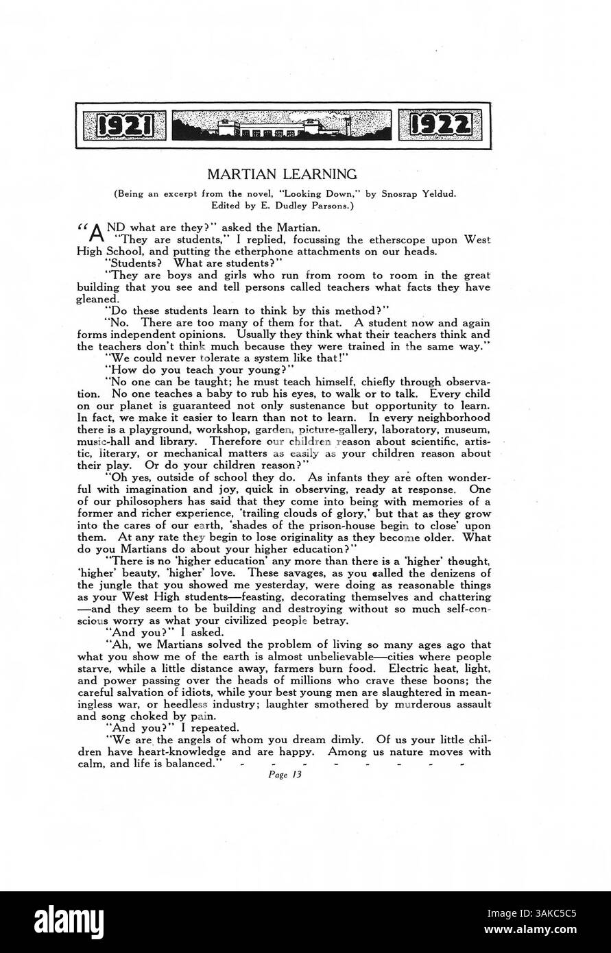 The 1922 Hesperian yearbook from West High School serves as a ...