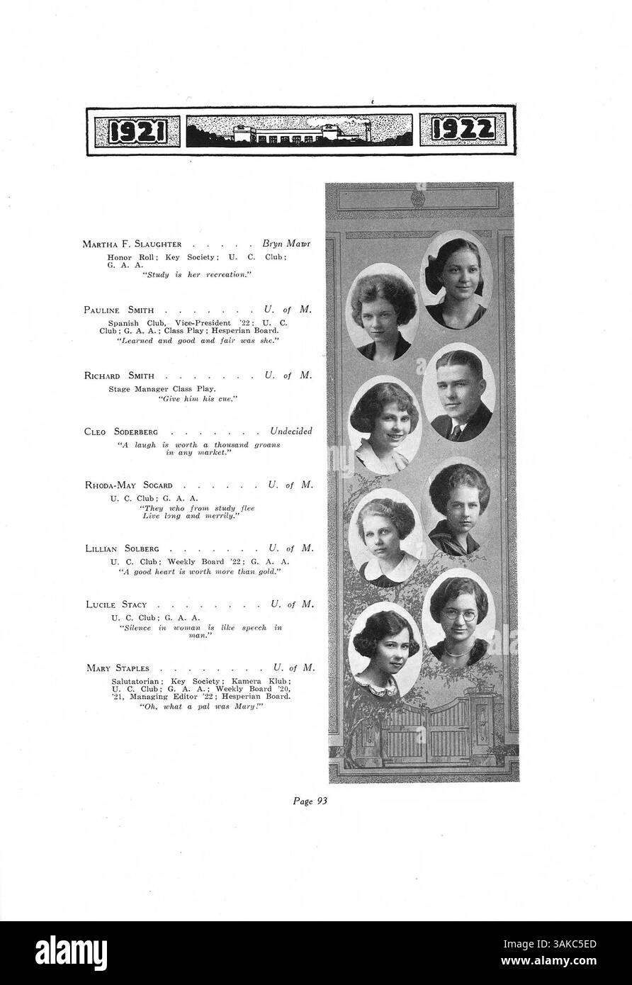 The 1922 'Hesperian' yearbook from West High School documents the 1921 ...