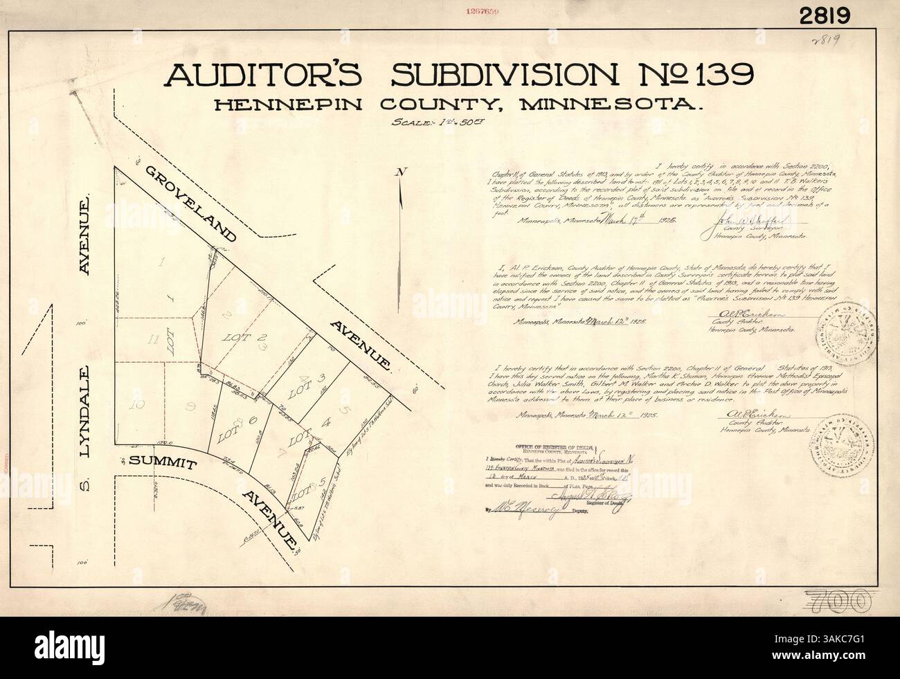 Auditor's Subdivision No. 139 refers to a specific land subdivision as ...