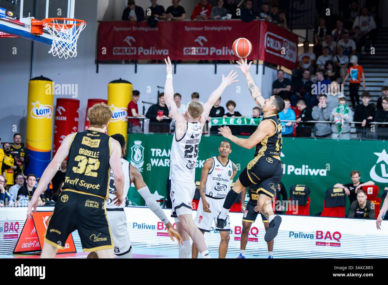Warsaw, Poland. 12th Apr 2025. Polish Basketball League match between ...