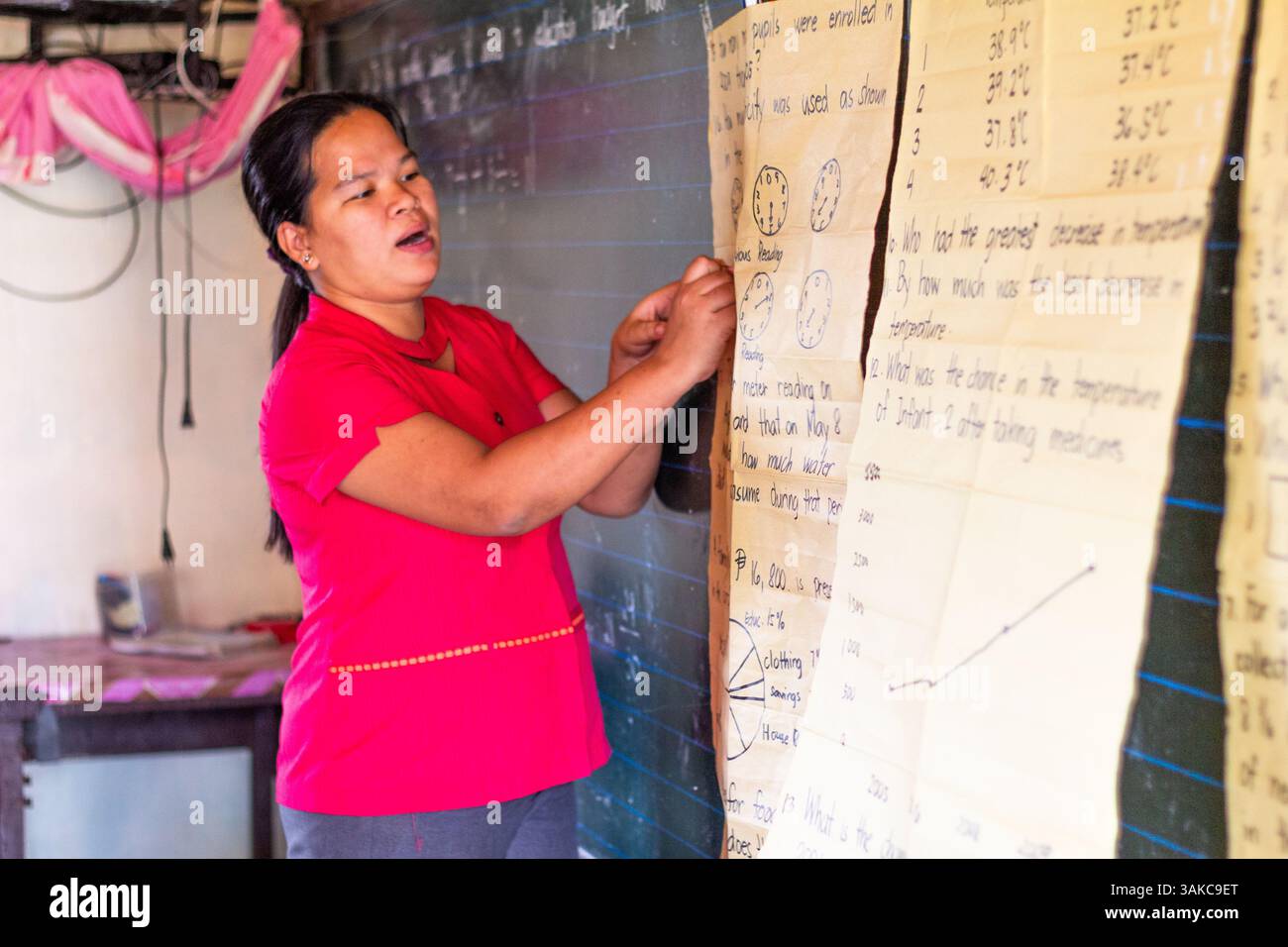 A public elementary school teacher in Batangas, Philippines teaches her ...