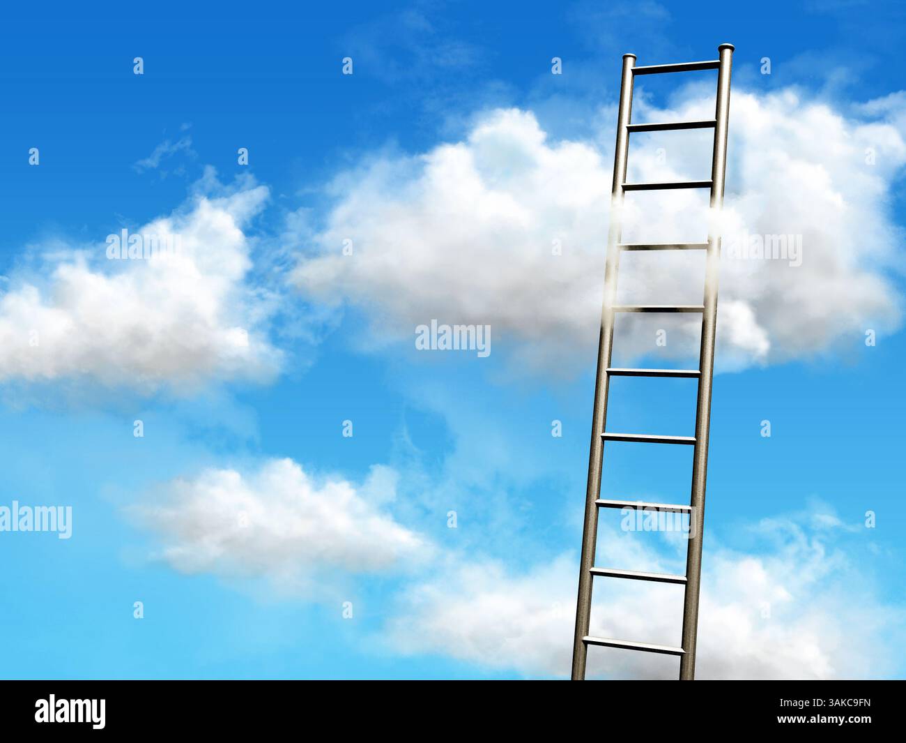 Climb the ladder and reach for the clouds. Digital illustration Stock ...