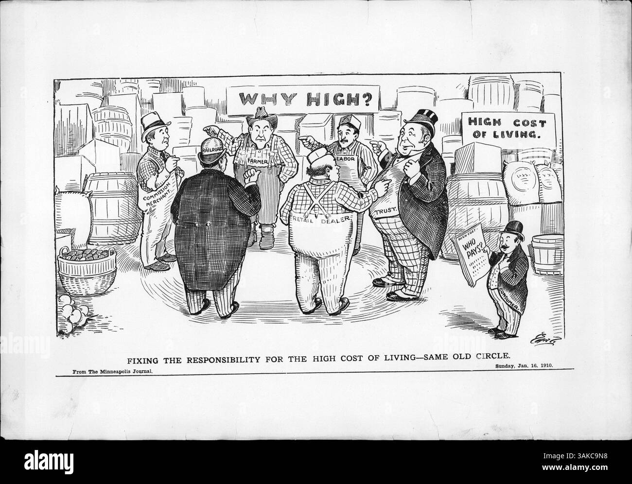 This political cartoon from the World War II era depicts men from ...