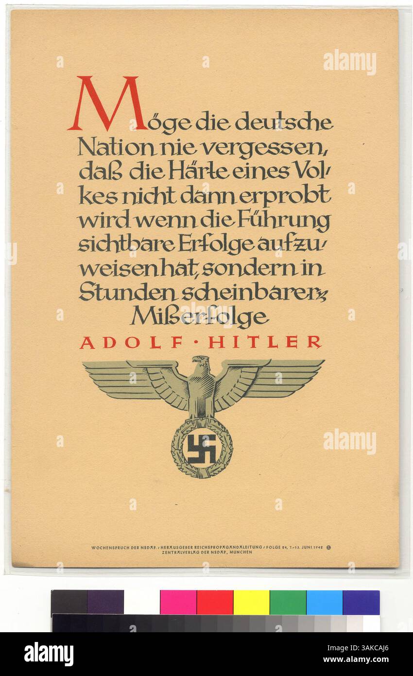 This quote by Adolf Hitler, stating that a nation's strength is tested ...